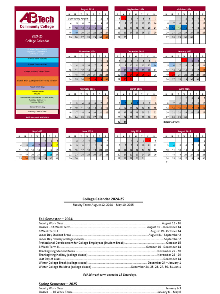 College Calendar 2024-2025 Schedule | PDF | Academic Term | Observances