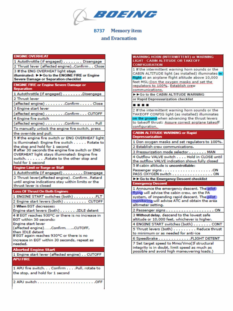 Boeing B737 Emergency Procedures Guide | PDF