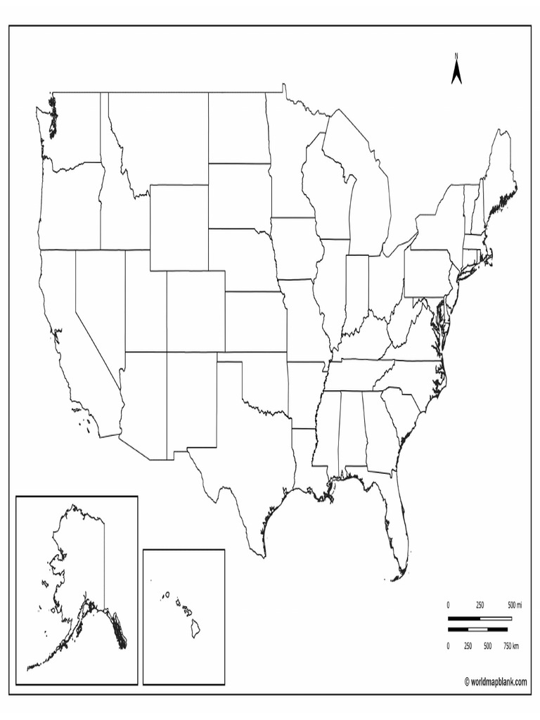 Blank Map of The United States A4 | PDF