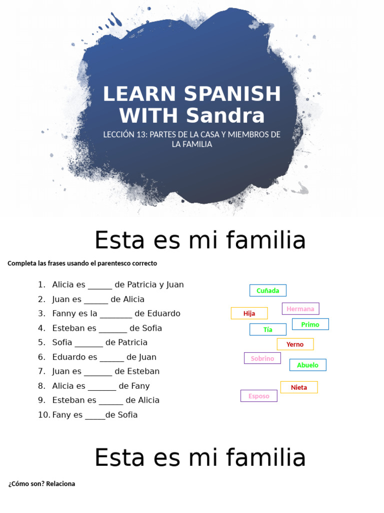 Partes de la Casa y Familia en Español | PDF