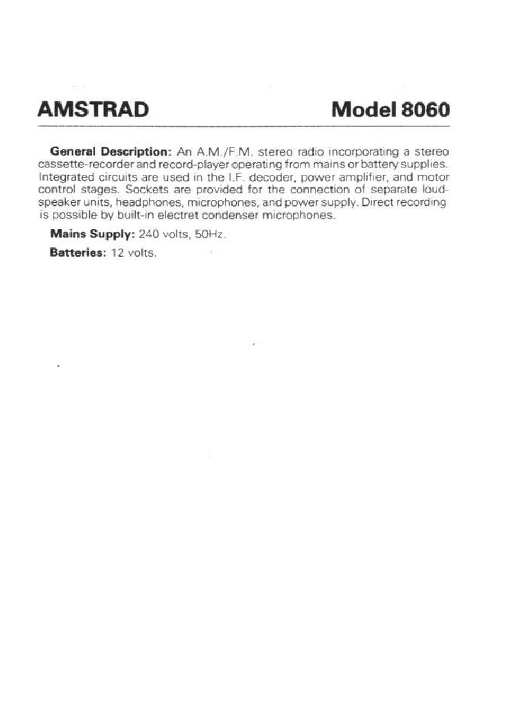 Amstrad 8060 | PDF