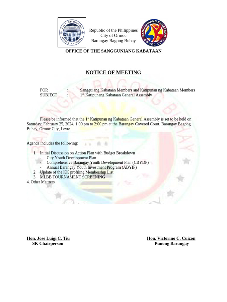 Notice of Metting for KK Assembly Feb 2024 (1) | PDF