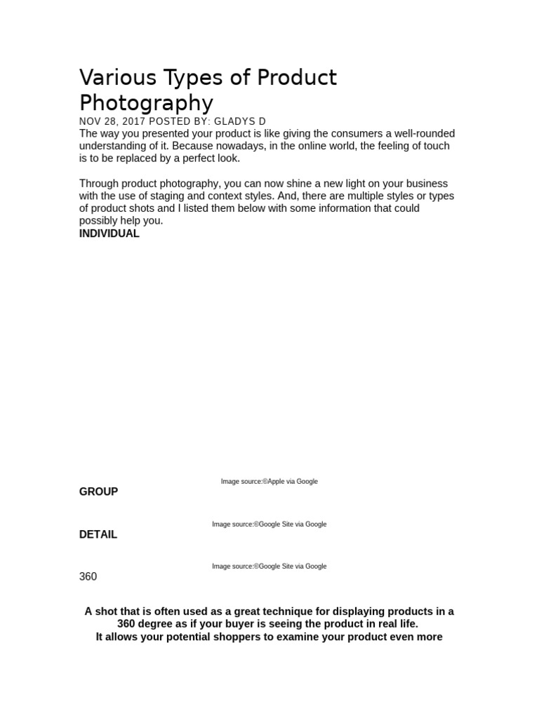Product Photography Styles | PDF