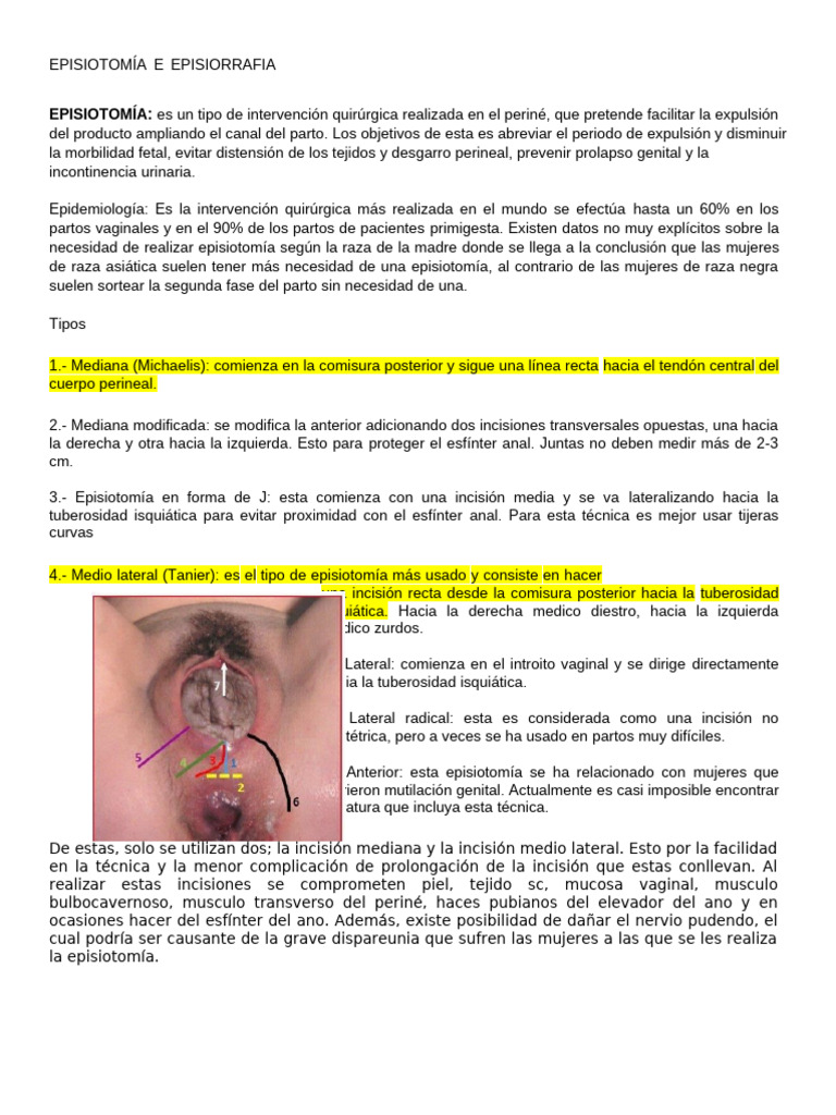 Episiotomia y episiorragia | PDF | Parto | Especialidades Medicas