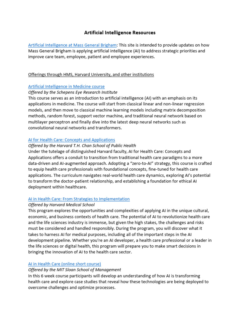 AI Courses for Healthcare Pros | PDF | Artificial Intelligence ...