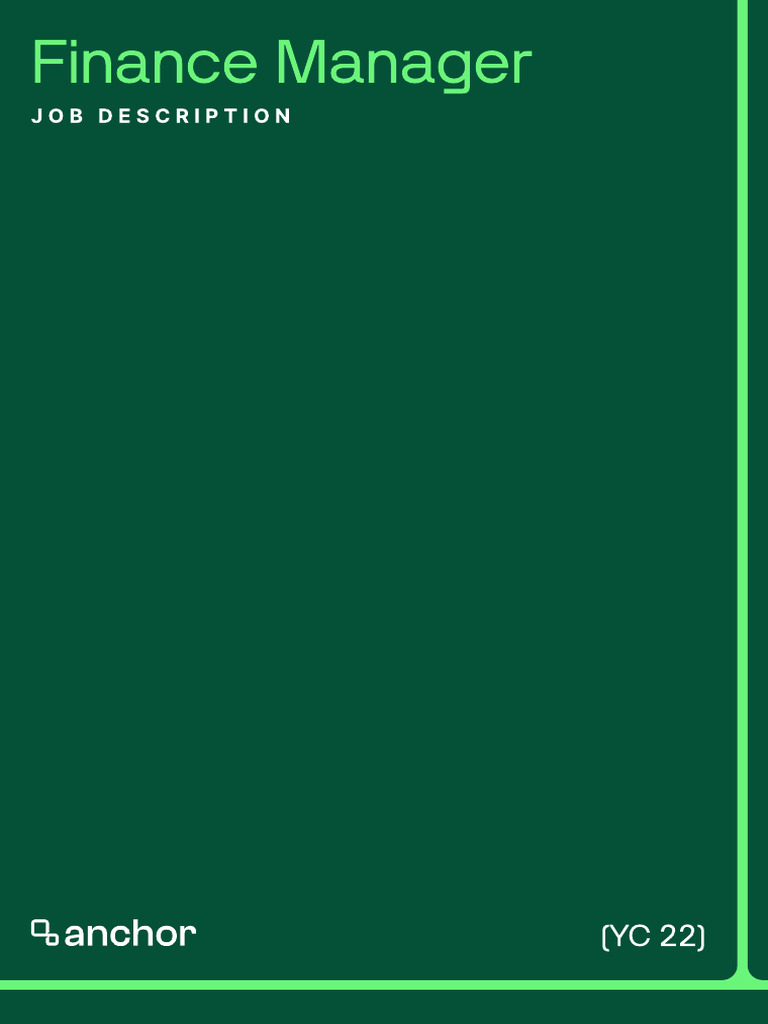 Finance Manager - Job Description | PDF | Banks | Regulatory Compliance