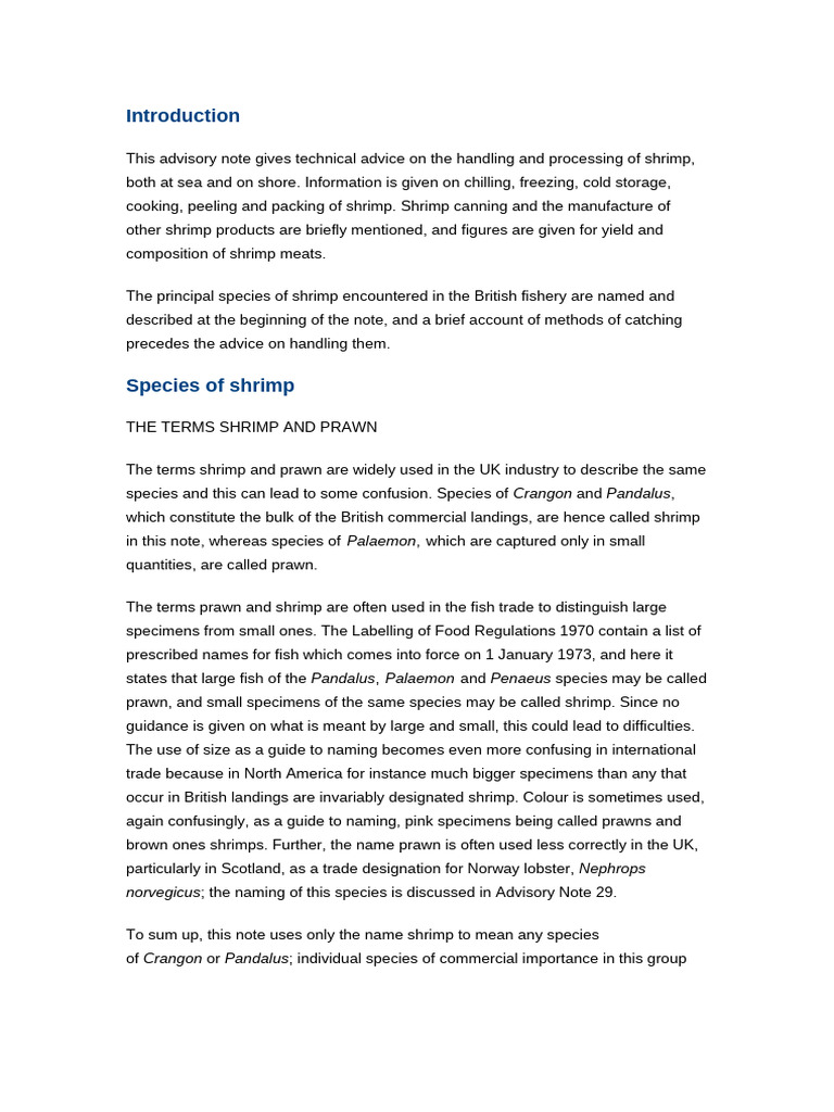 Handling and Processing Shrimp | PDF | Ice | Water