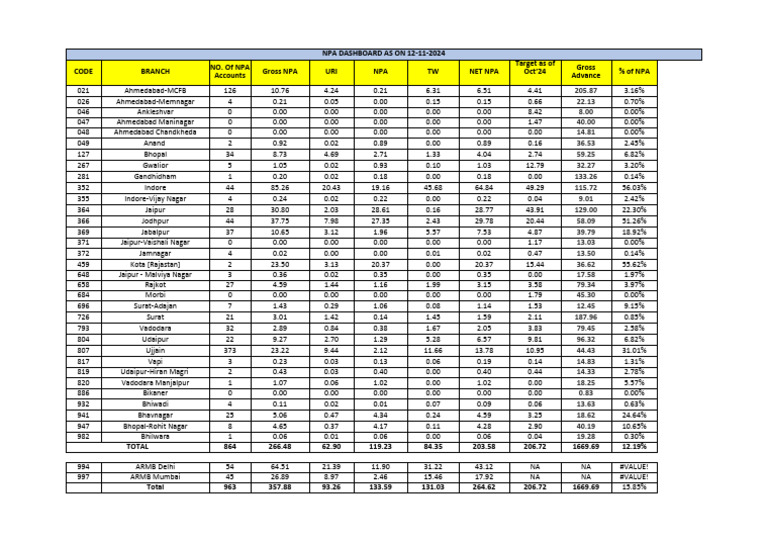 NPA Dashboard Summary - Dec 2024 | PDF