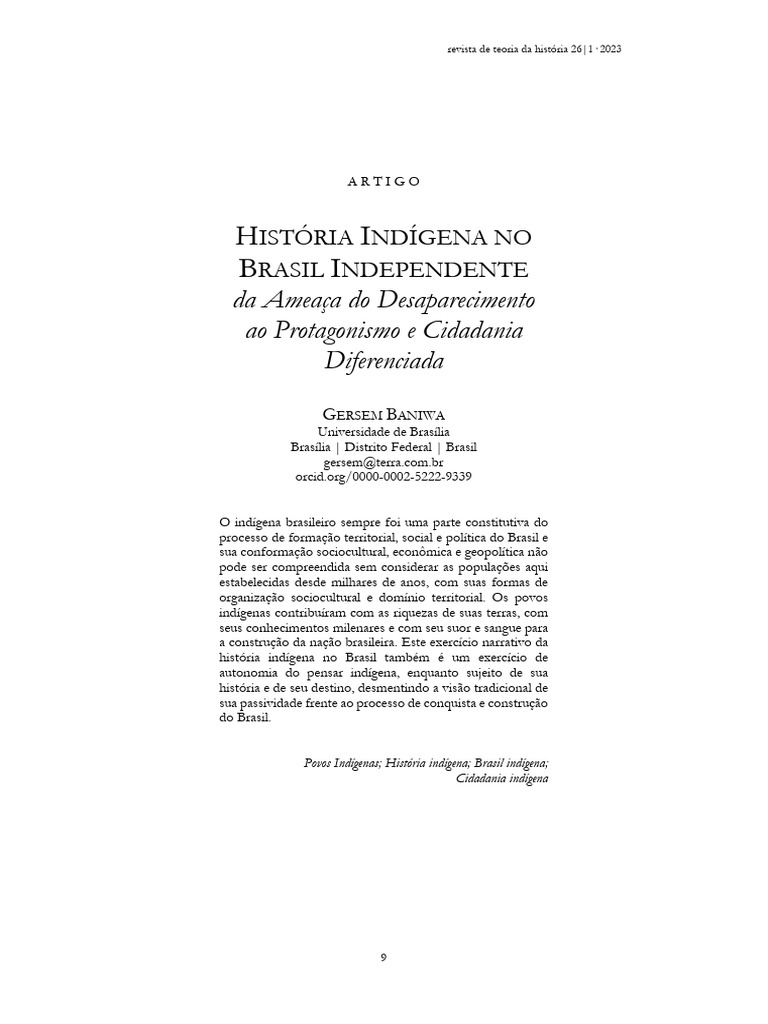 História Indígena No Brasil Independente - Gersem Baniwa | PDF | Povos ...