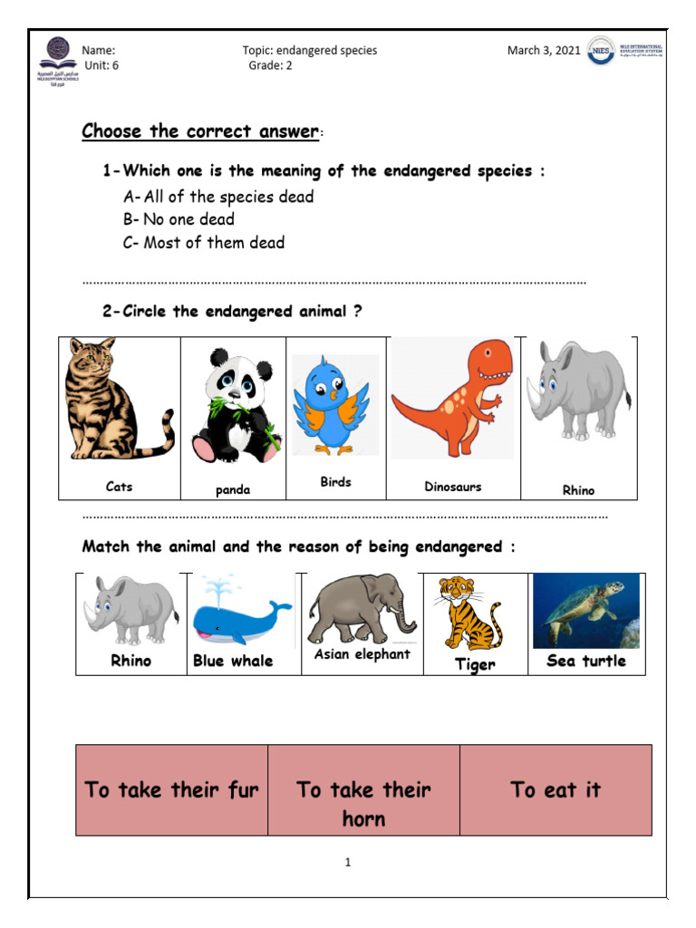 Endangered Species Quiz with Answers | PDF