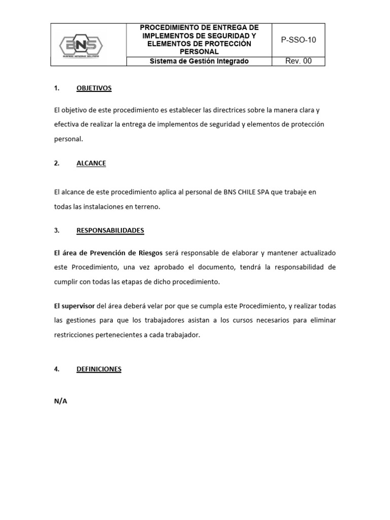 PROCEDIMIENTO ENTREGA EPP | PDF