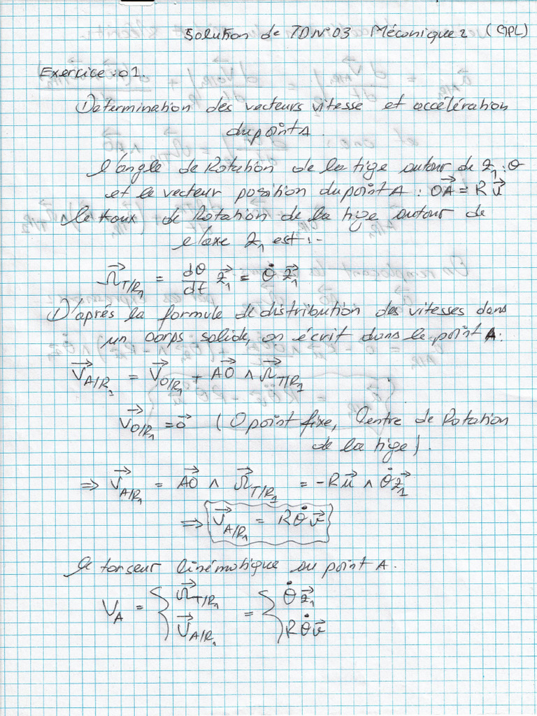 L1-GPL - Solution TD N°03 Meca 2 | PDF