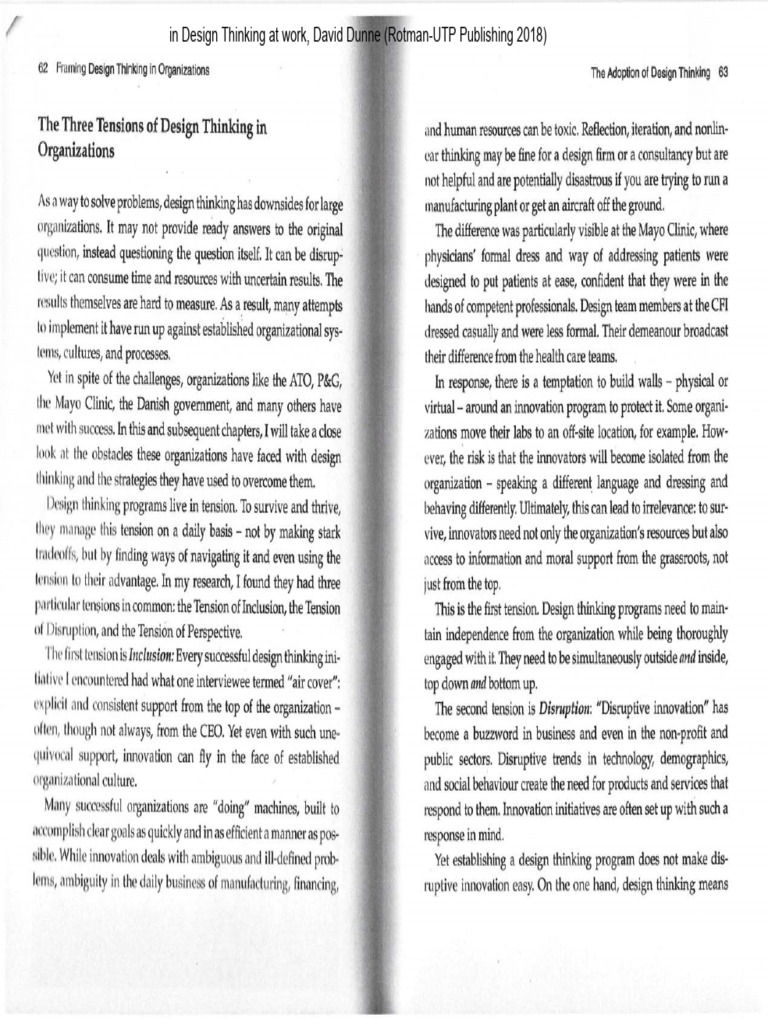 Extrait “Les trois tensions” in Design Thinking at work, David Dunne | PDF