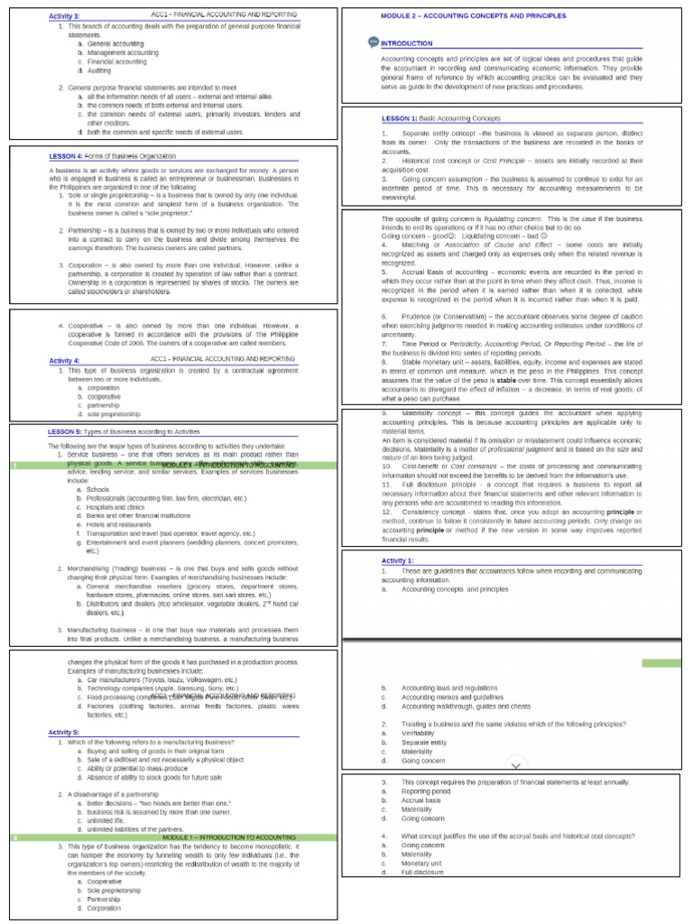 ACC1 - Chapters 1-3 | PDF