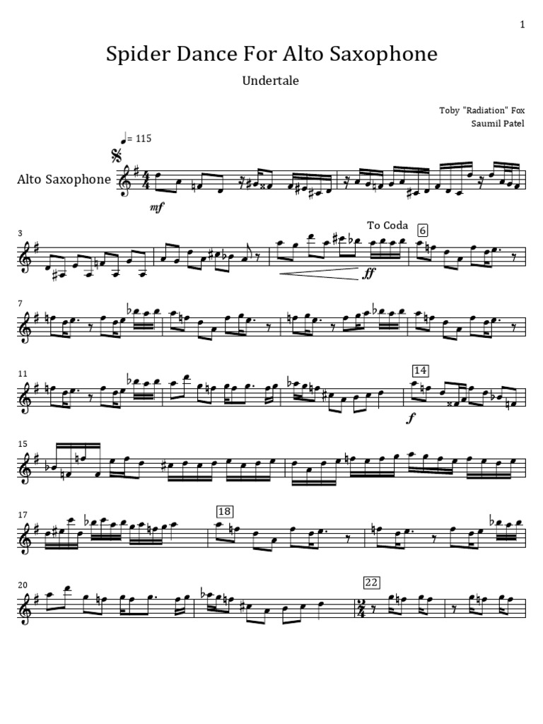 Spider Dance For Alto Saxophone | PDF