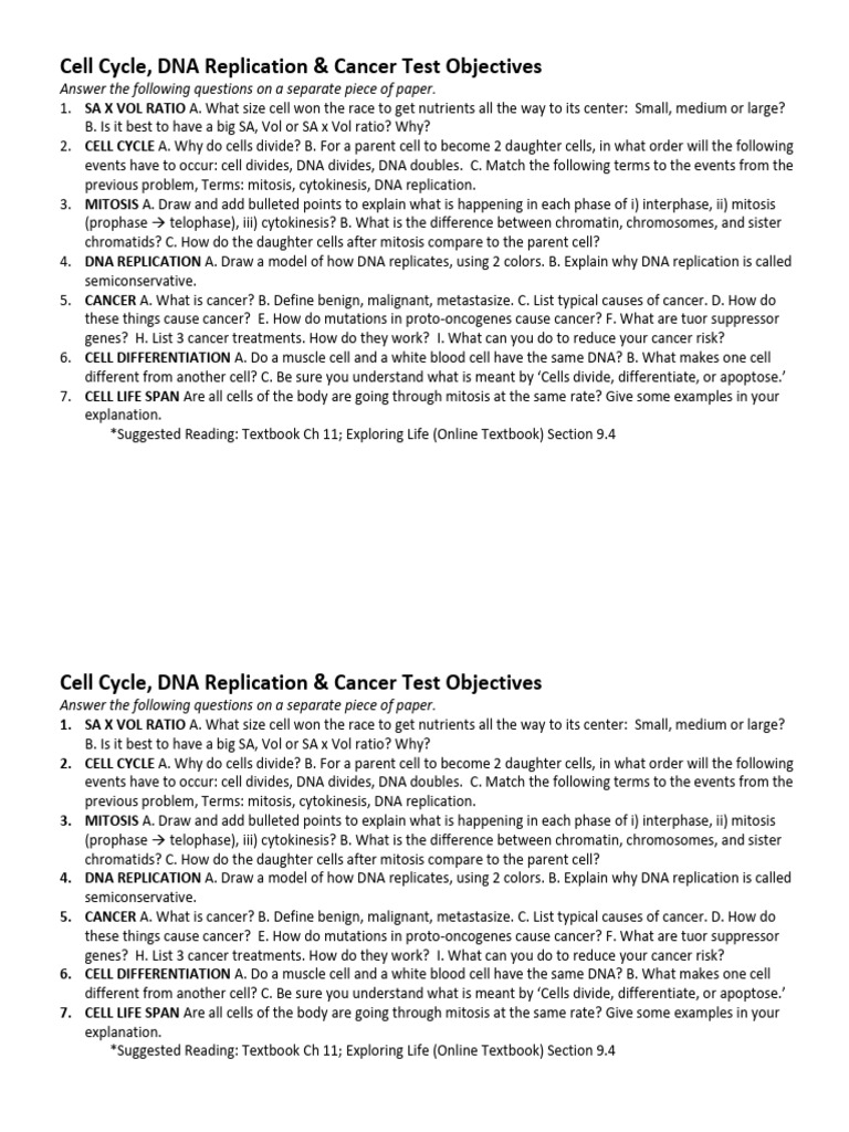 Cell Cycle, DNA Replication & Cancer Overview | PDF | Mitosis | Cell Cycle