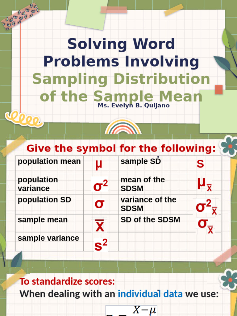 Sampling Distribution Word Problems | PDF | Standard Deviation | Variance