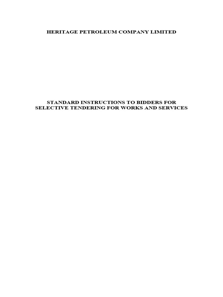Heritage - SITB For Selective Tendering | PDF | Addendum | Legal Liability