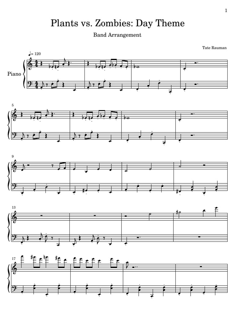 Plants vs. Zombies - Day Theme - Piano | PDF