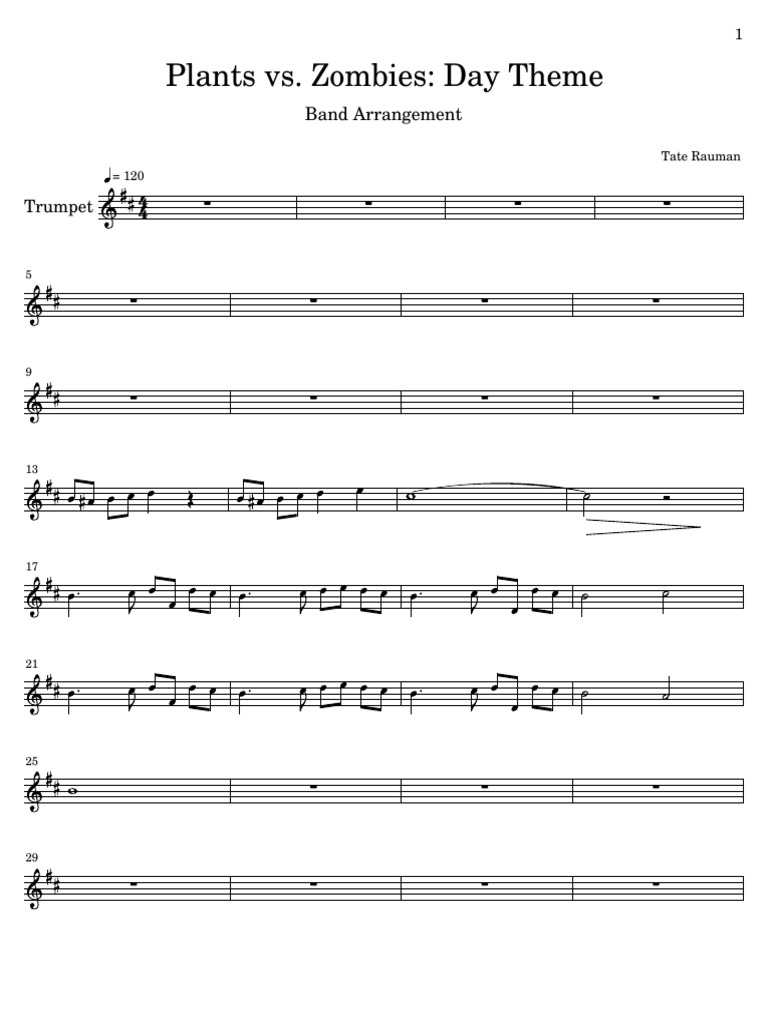 Plants vs. Zombies - Day Theme - Trumpet | PDF