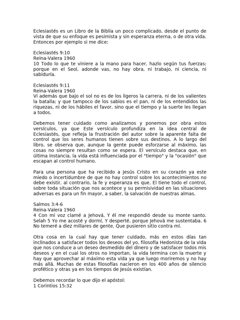 Eclesiastés es un Libro de la Biblia un poco complicado | PDF | Dios ...