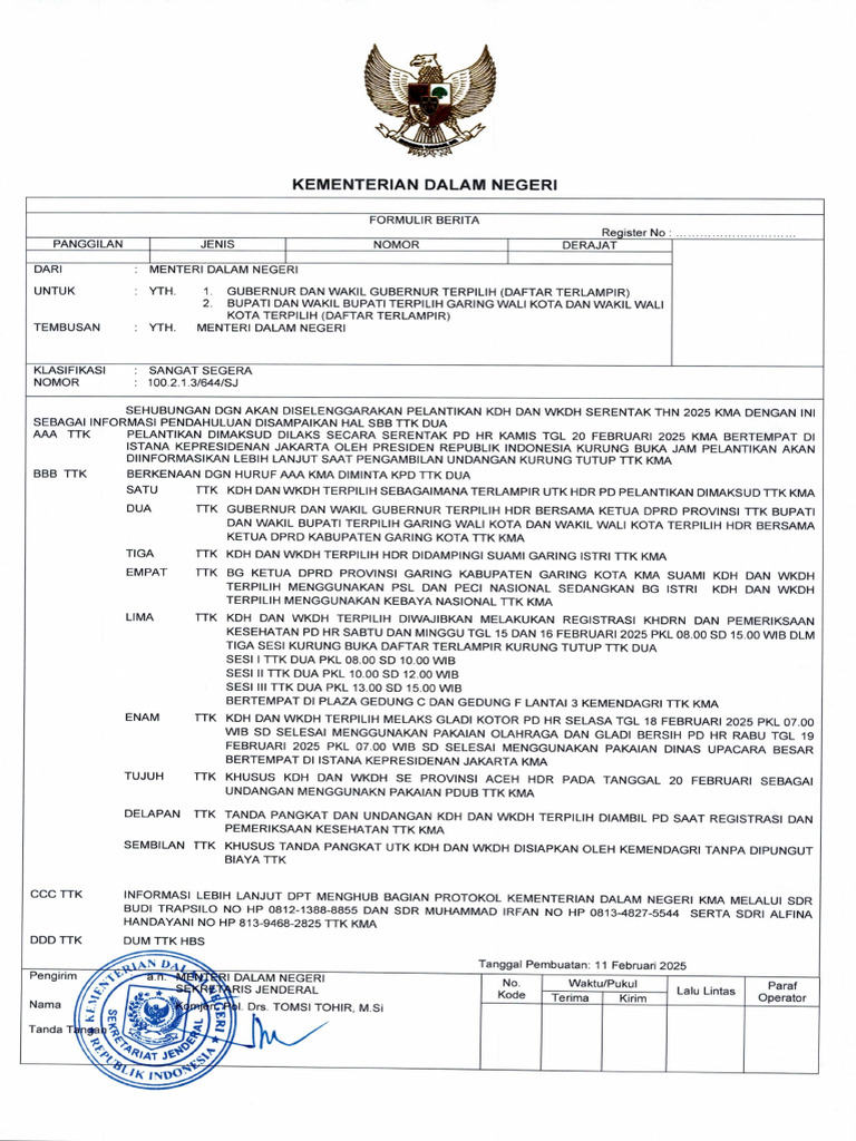 Radiogram Pelantikan KDH Dan WKDH | PDF