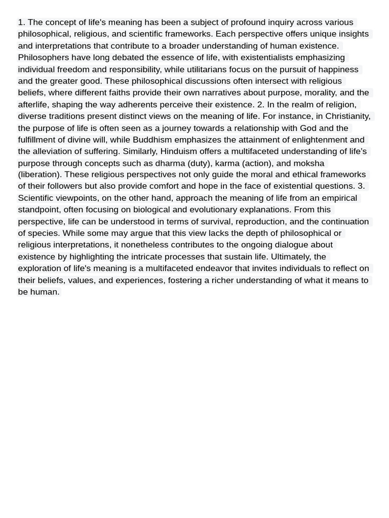 Exploring Life's Meaning: Philosophy, Religion, Science | PDF