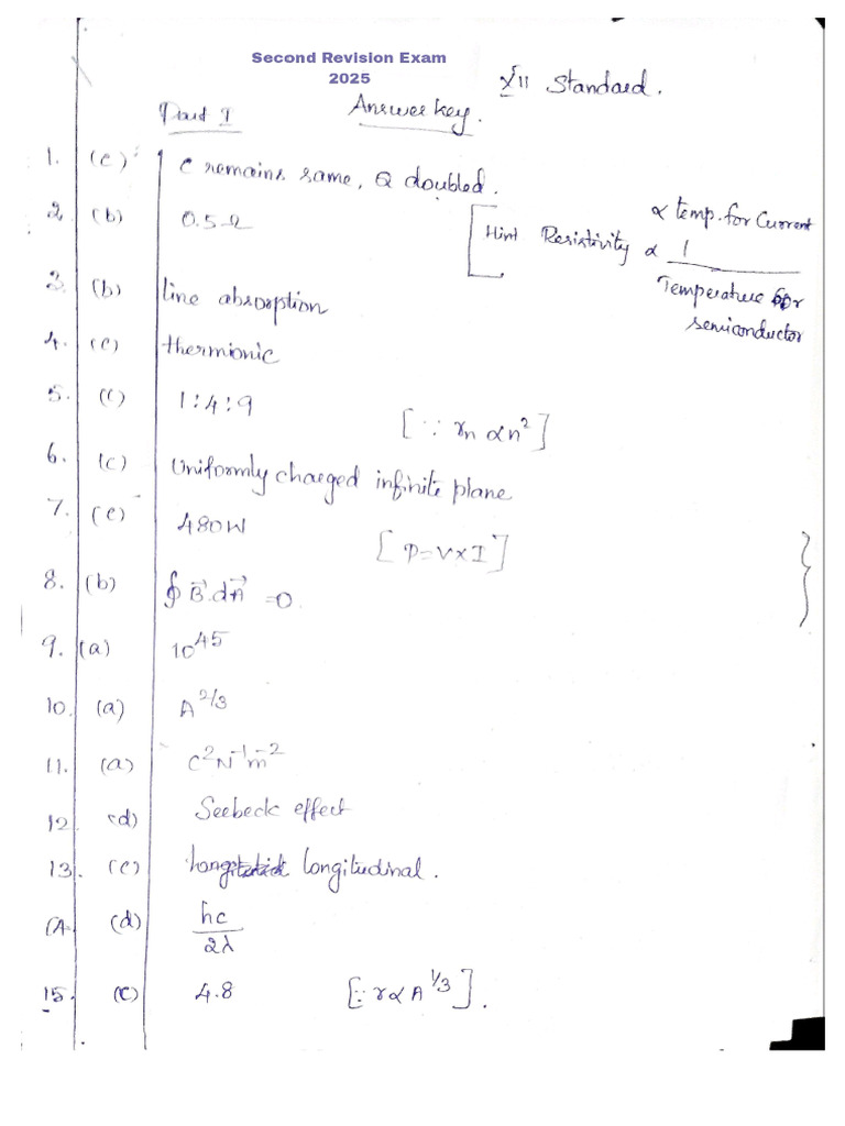 XLL Physics English Answer Key | PDF