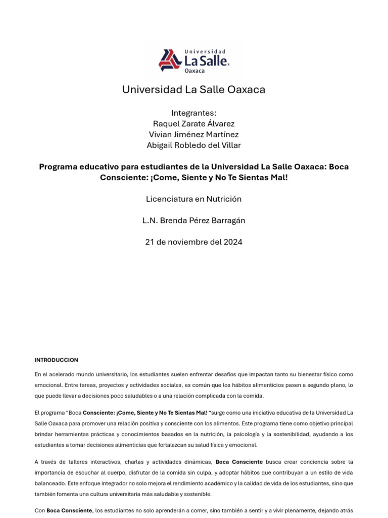 Boca Consciente: Nutrición y Bienestar | PDF | Las emociones | Alimentos