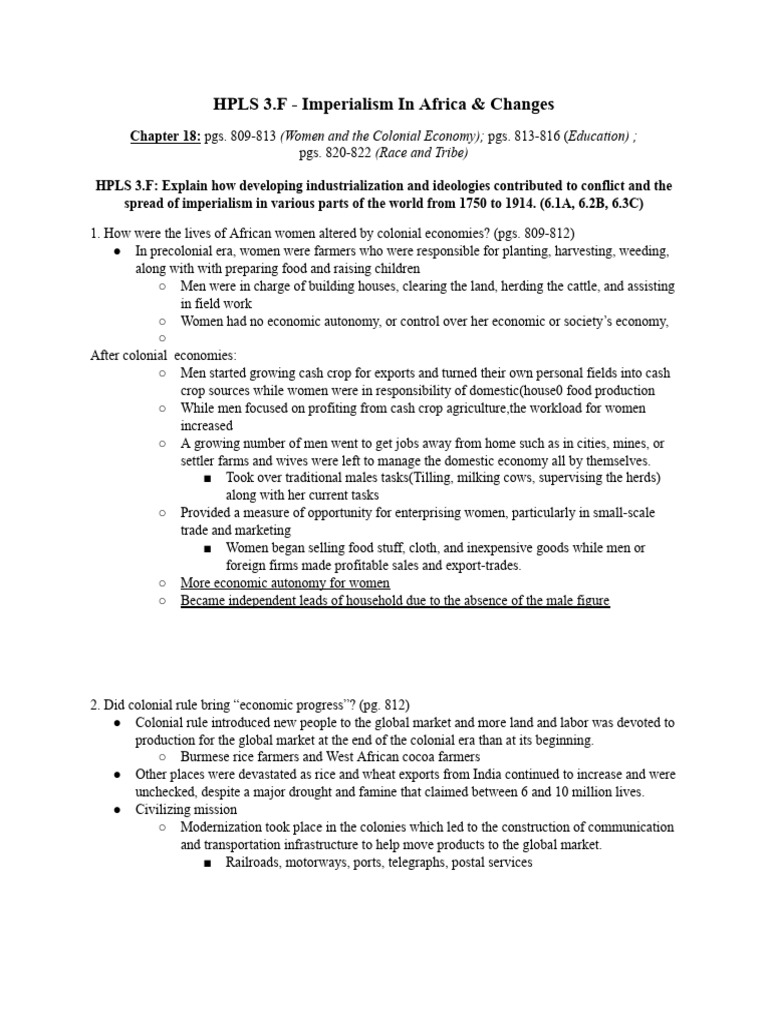 African Economics - HPLS 3.F Guided Reading | PDF | Economies