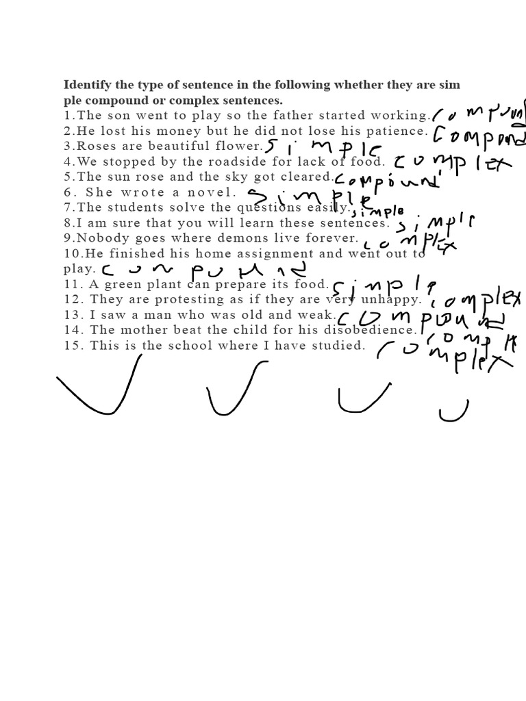 Identify The Type of Sentence in The Following Whether They Are Sim Ple ...