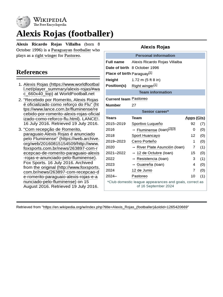 Alexis Rojas: Paraguayan Footballer Stats | PDF | Association Football ...
