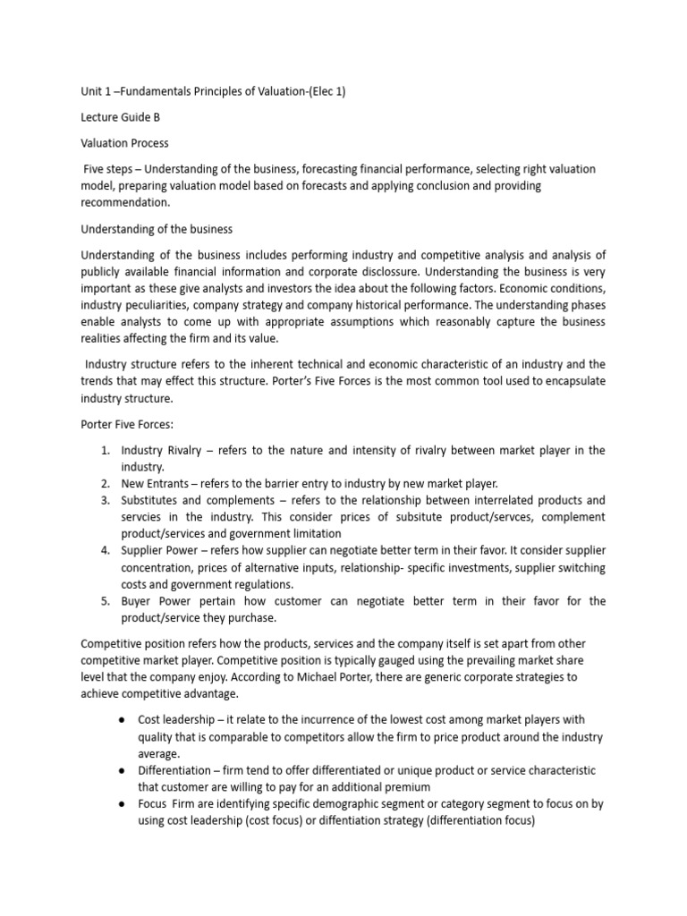 Lecture Guide B Unit I Fundamental Principle of Valuation | PDF ...