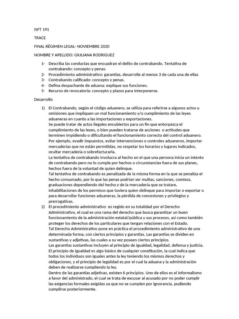 ISFT 191 Final Regimen | PDF | aduana | Contrabando