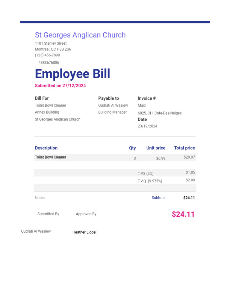 Invoice for Toilet Bowl Cleaner - Invoice | PDF