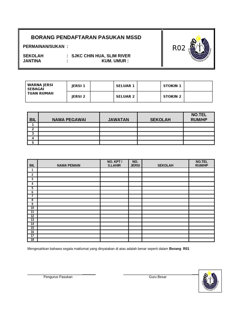 Borang Pendaftaran MSSD | PDF