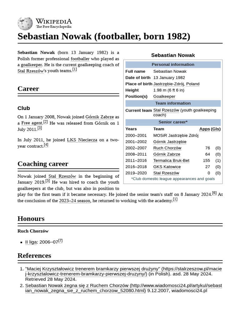 Sebastian Nowak (Footballer, Born 1982) | PDF | Association Football Clubs