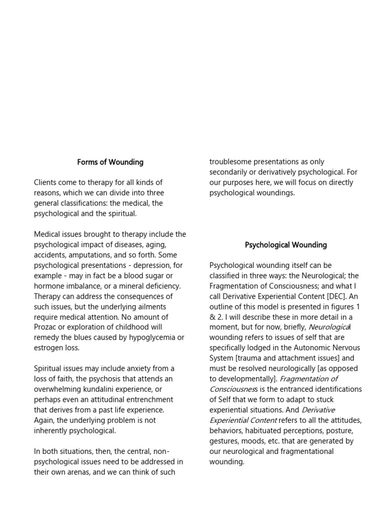Psychological Wounding and Treatment | PDF | Self | Nervous System