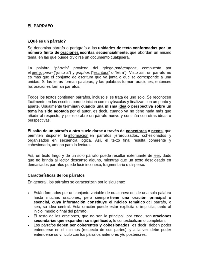Tipos y características del párrafo | PDF | Ensayos | Información