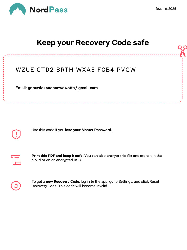 Secure Your Recovery Code Instructions | PDF