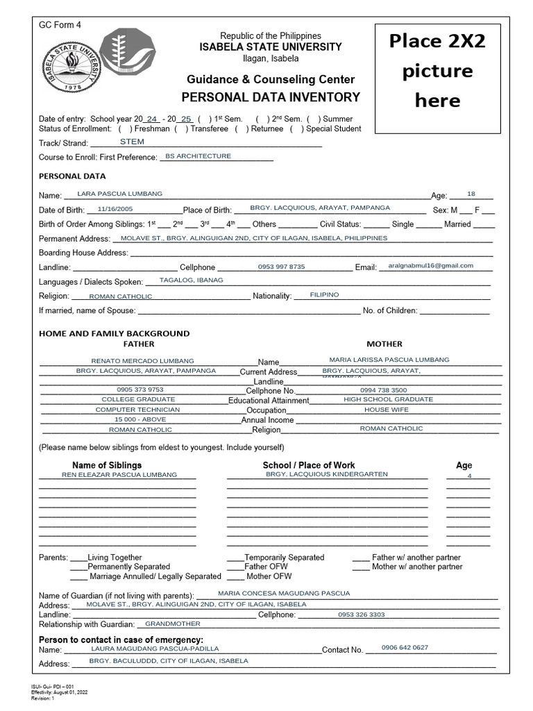 Student Cumulative Record Form | PDF