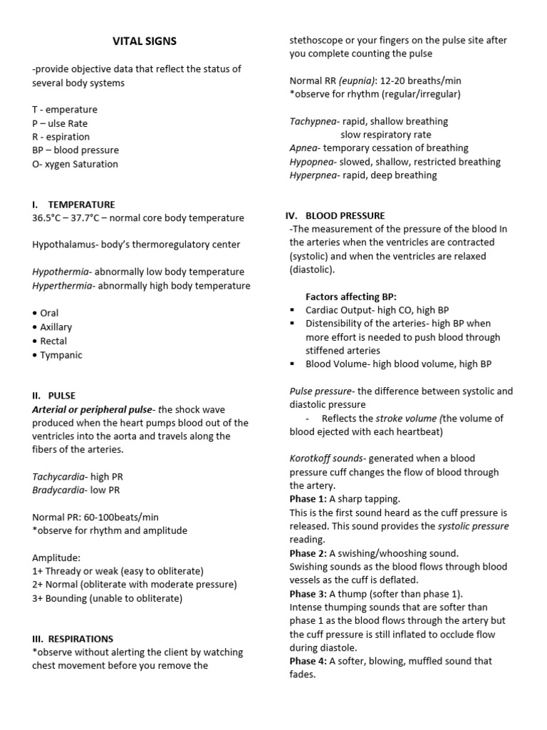 VITAL SIGNS concept | PDF | Pulse | Blood Pressure