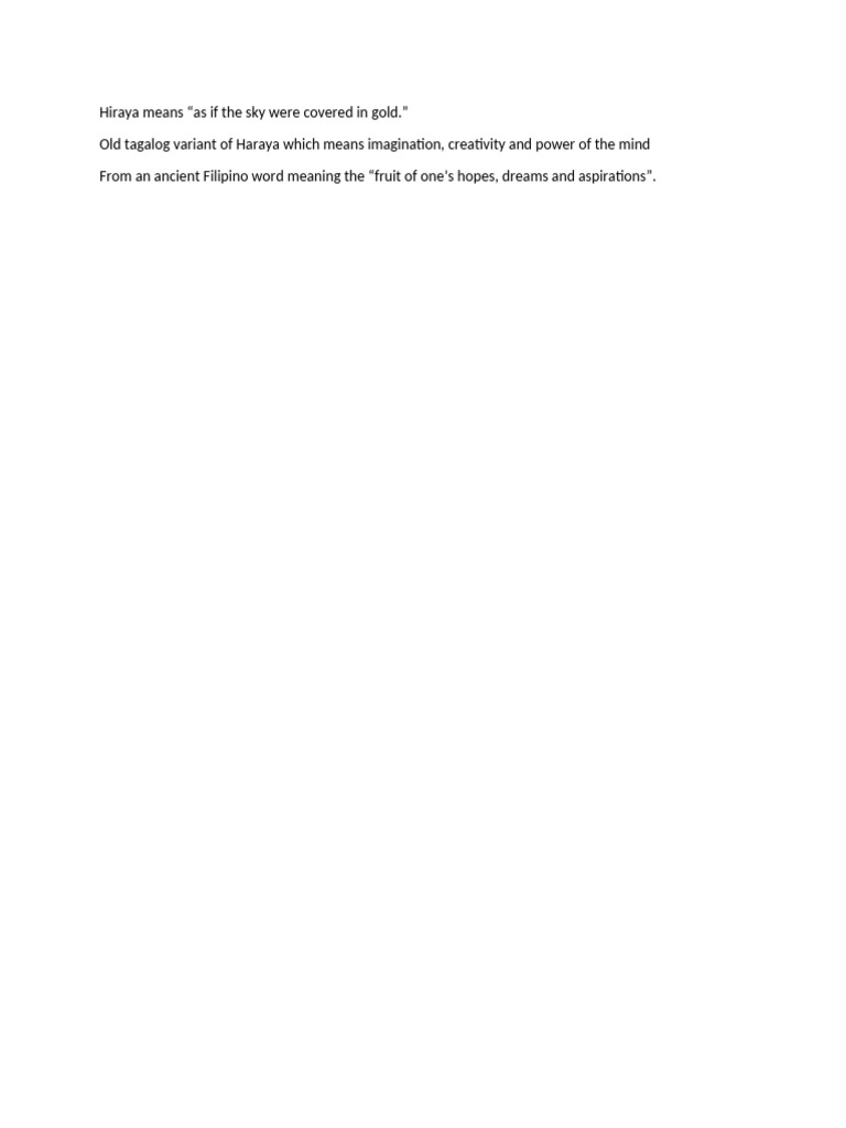 Meaning of Hiraya in Filipino Culture | PDF