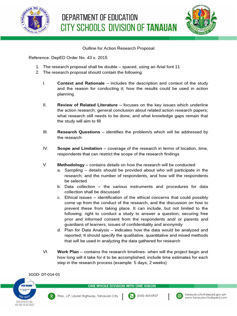 Action Research Proposal Outline Guide | PDF | Data | Scientific Method