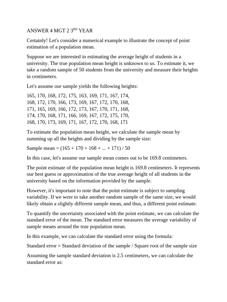 Answer 4 MGT 2 3rd Year | PDF | Standard Error | Errors And Residuals