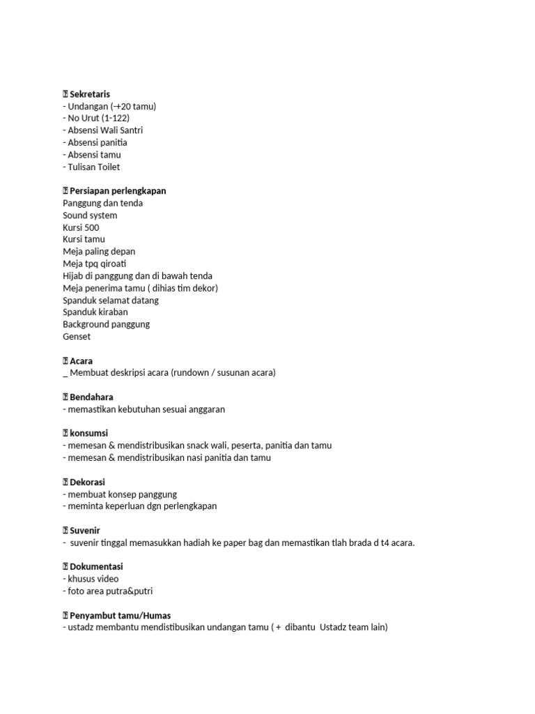 Tupoksi Panitia Khataman | PDF