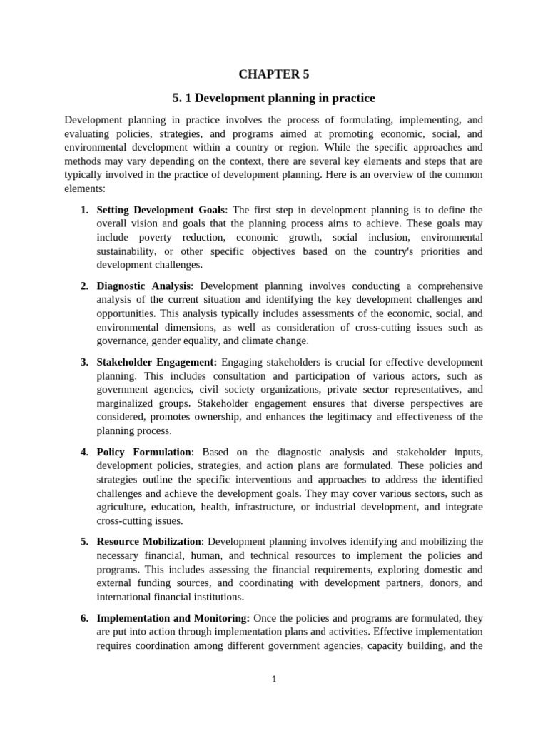 CHAPTER 5 Development Planning Analsis 1 | PDF | Sustainability | Poverty Reduction