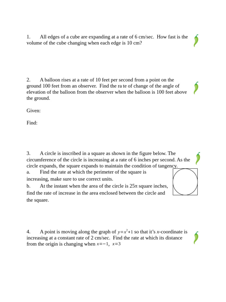 Calculus Rate Change Problems | PDF | Sphere | Geometric Shapes