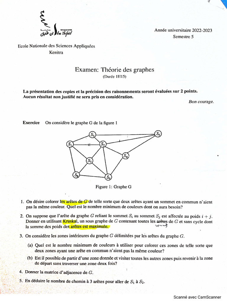 Examen Théorie Des Graphes | PDF