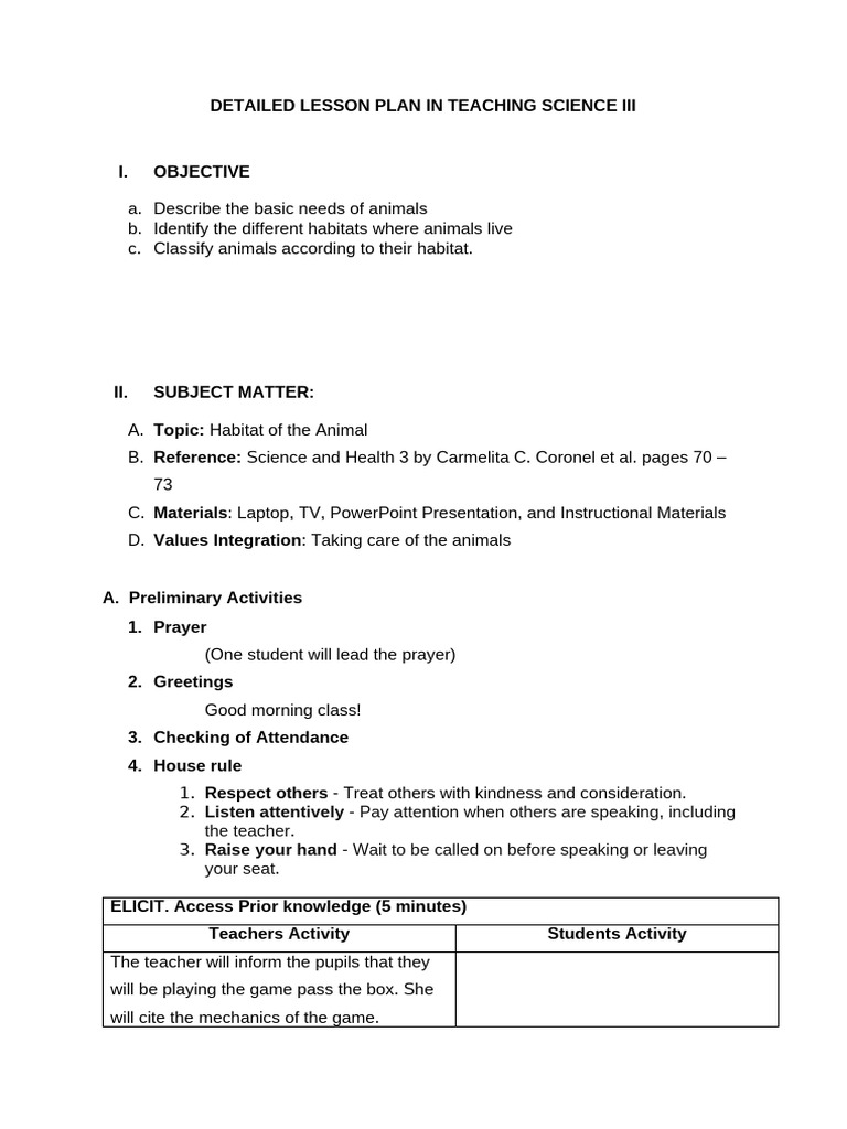 Animal Habitats Lesson Plan | PDF | Habitat | Lesson Plan